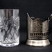 Set of 2 NEW Russian European Cut Crystal Tea Glasses 8.5 Oz. W/metal ...