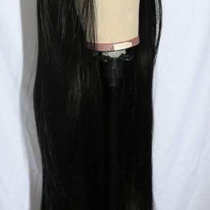 35 Inch Black Lace Front Wig: Custom Hairline, Long Synthetic Hair - Etsy