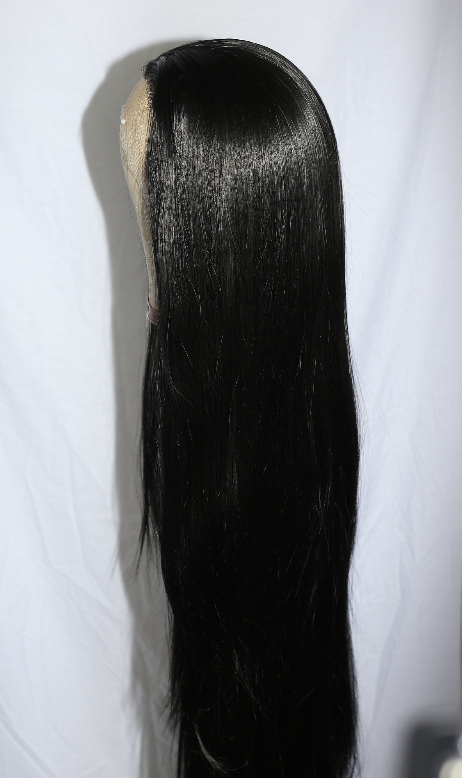 35 Inch Black Lace Front Wig: Custom Hairline, Long Synthetic Hair - Etsy