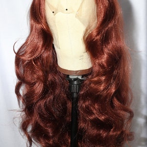 Red Body Wave Synthetic Curly Lace Front Wig – 13x6 Parting Space Super ...