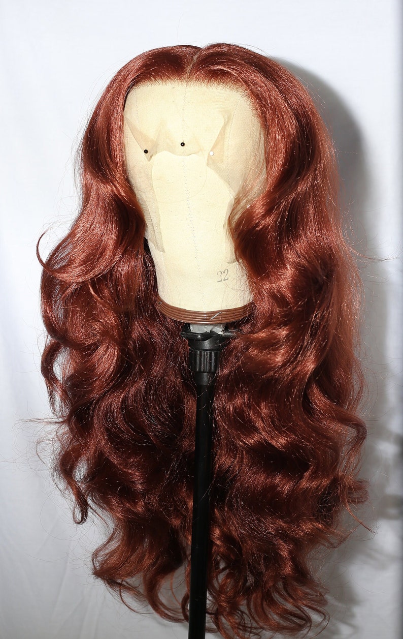 Red Body Wave Synthetic Curly Lace Front Wig – 13x6 Parting Space Super ...