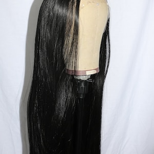 35 Inch Black Lace Front Wig: Custom Hairline, Long Synthetic Hair - Etsy