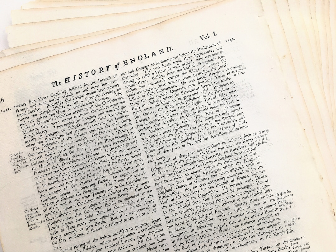 1700s Extra Large ANTIQUE History Book Pages, 18th Century, 20 Sheets ...