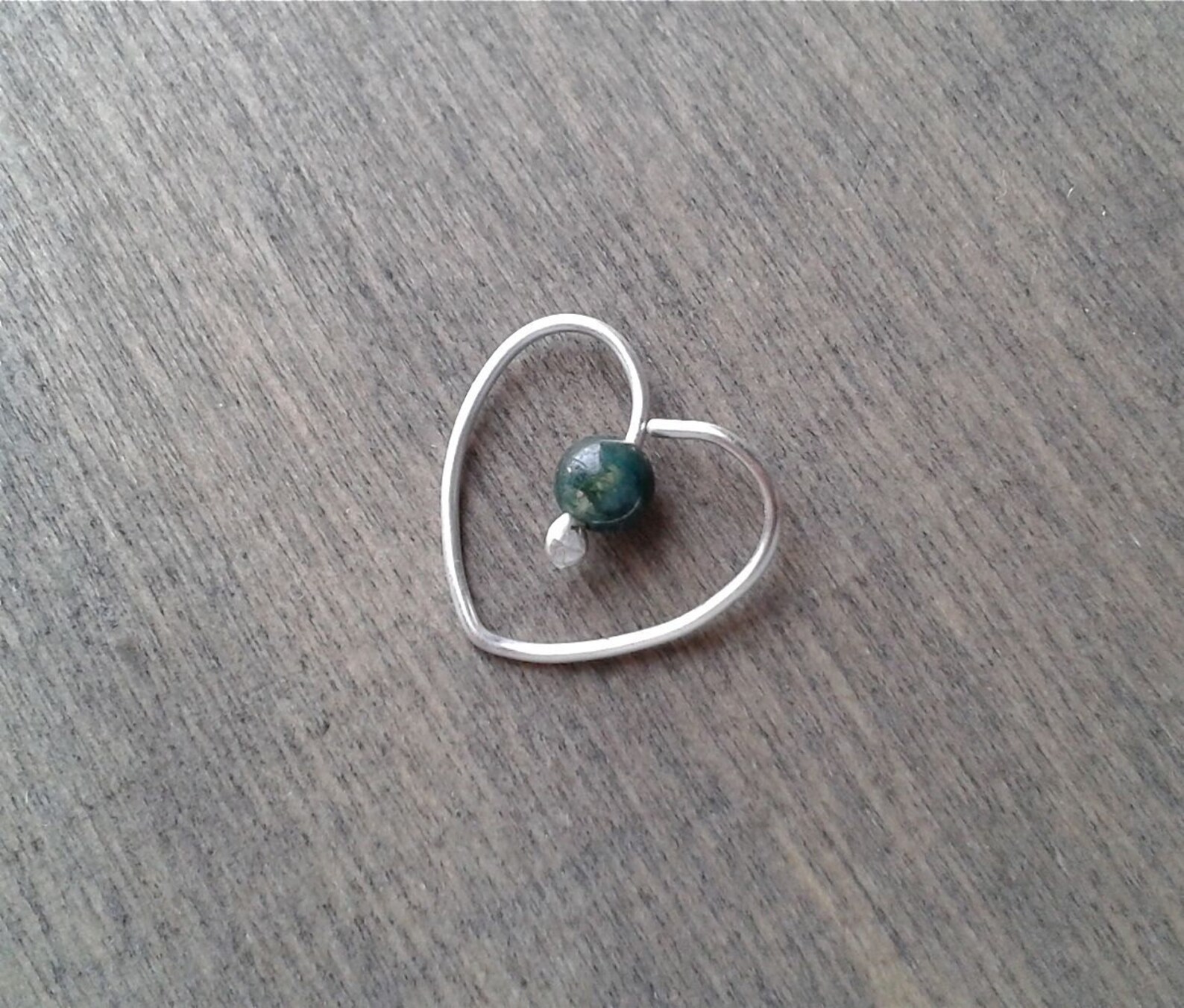 Heart Daith Earring Daith Piercing Earring Moss Agate | Etsy UK
