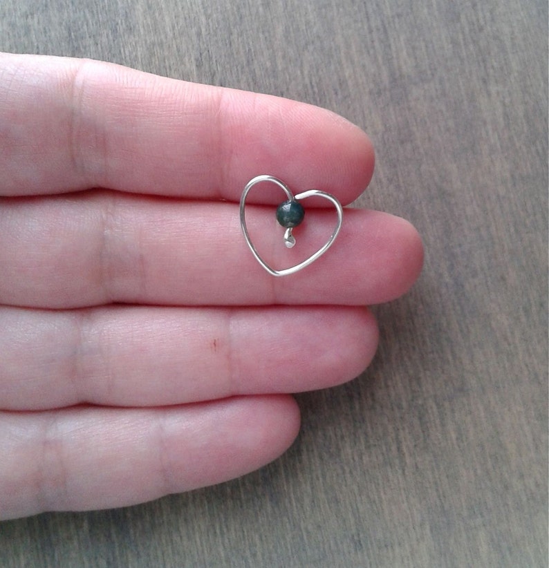 Heart daith earring daith piercing earring moss agate | Etsy