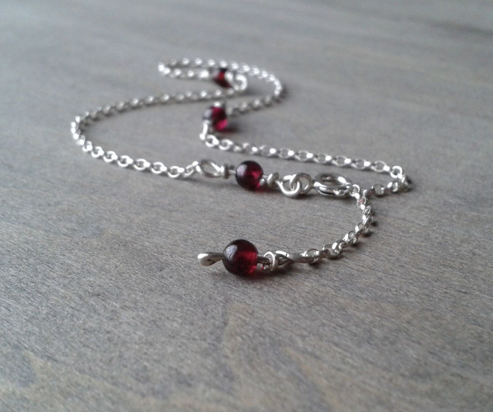 Silver Anklet Foot Jewelry With Garnet Ankle Bracelet - Etsy