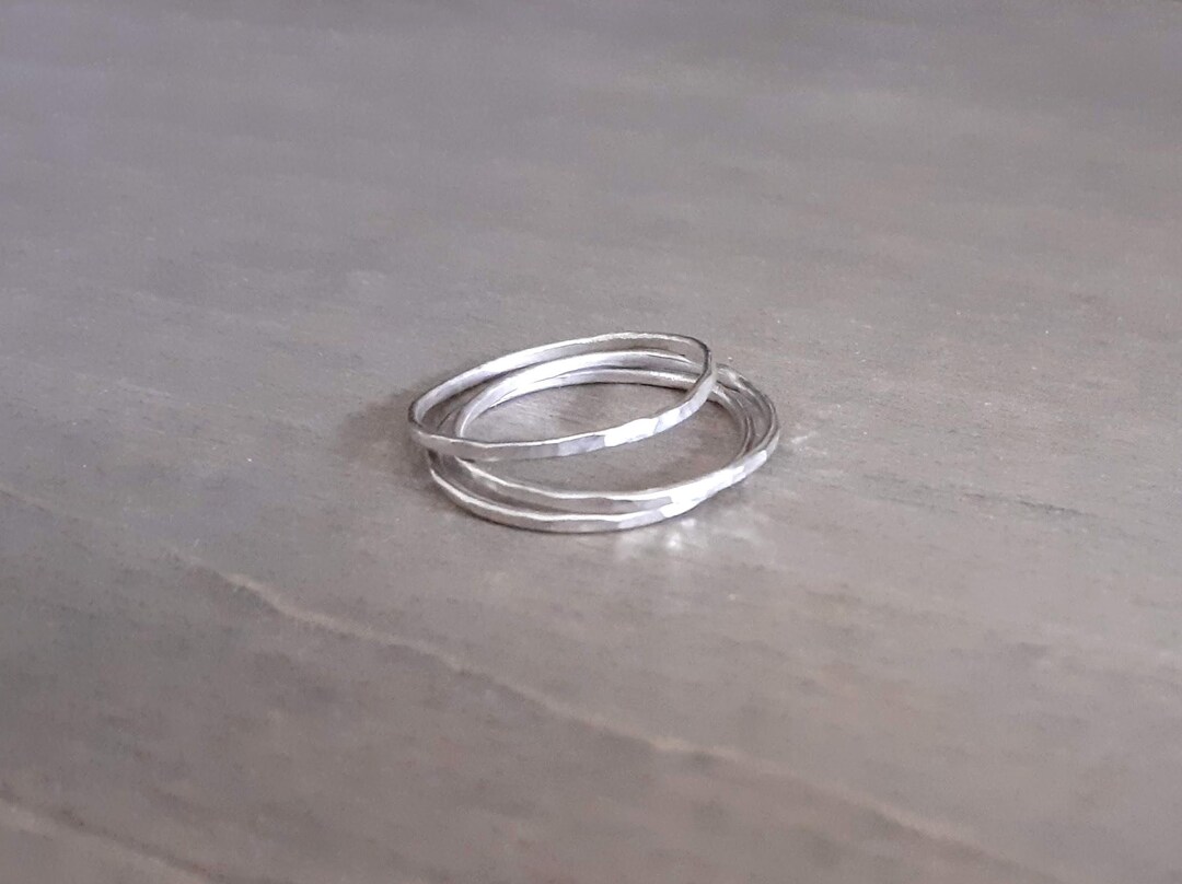 Stackable Silver Ring, Sterling Silver Hammered Ring, Abstract ...
