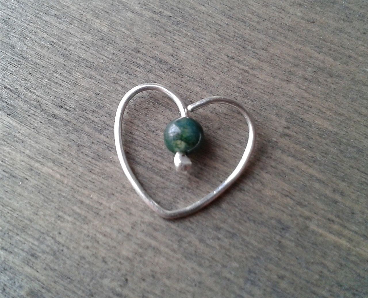 Heart daith earring daith piercing earring moss agate | Etsy