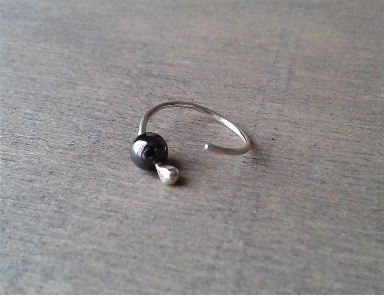 Daith Hoop Earring Rook Earring Small Silver Hematite Hoop - Etsy UK