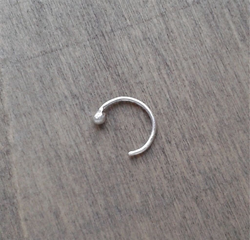 Silver Nose Ring, Thin Nose Hoop for Nose Piercing, Nose Stud Ring, 22 ...