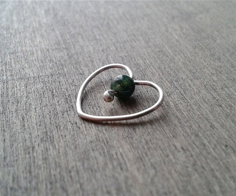 Heart daith earring daith piercing earring moss agate | Etsy