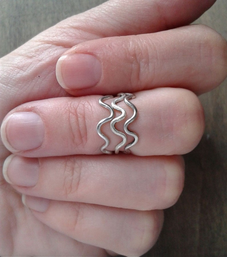 Silver Toe Ring, Sterling Silver Midi Ring, Wavy Open Ring, Abstract ...