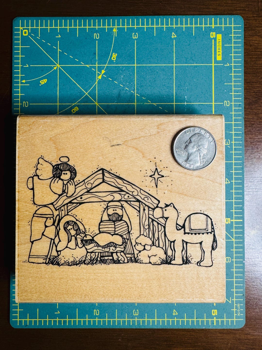 Nativity Scene Rubber Stamp - Wood Mounted - Christmas & Religious ...