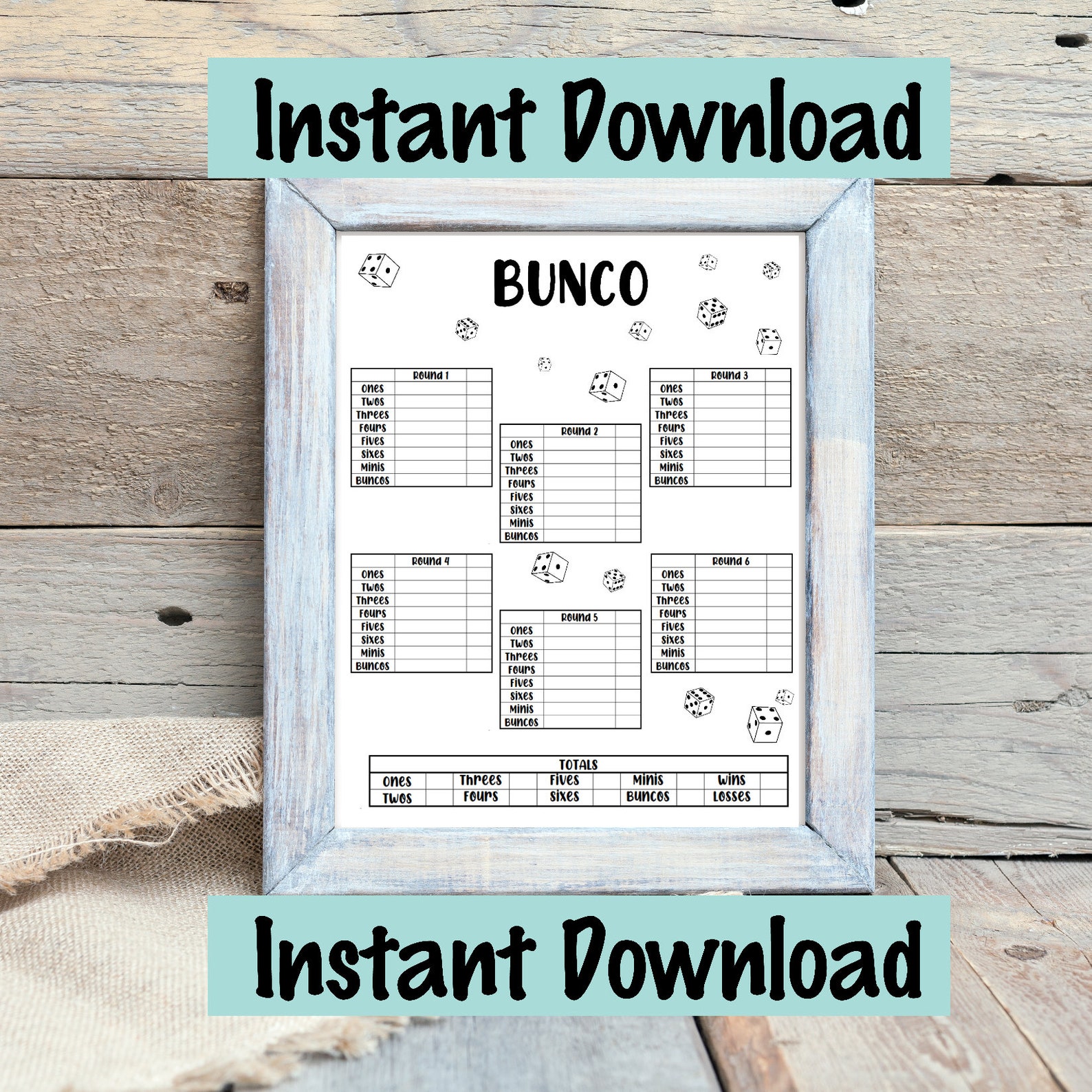 Bunco Scorecard Printable Bunco Scoresheet DIY Bunco - Etsy