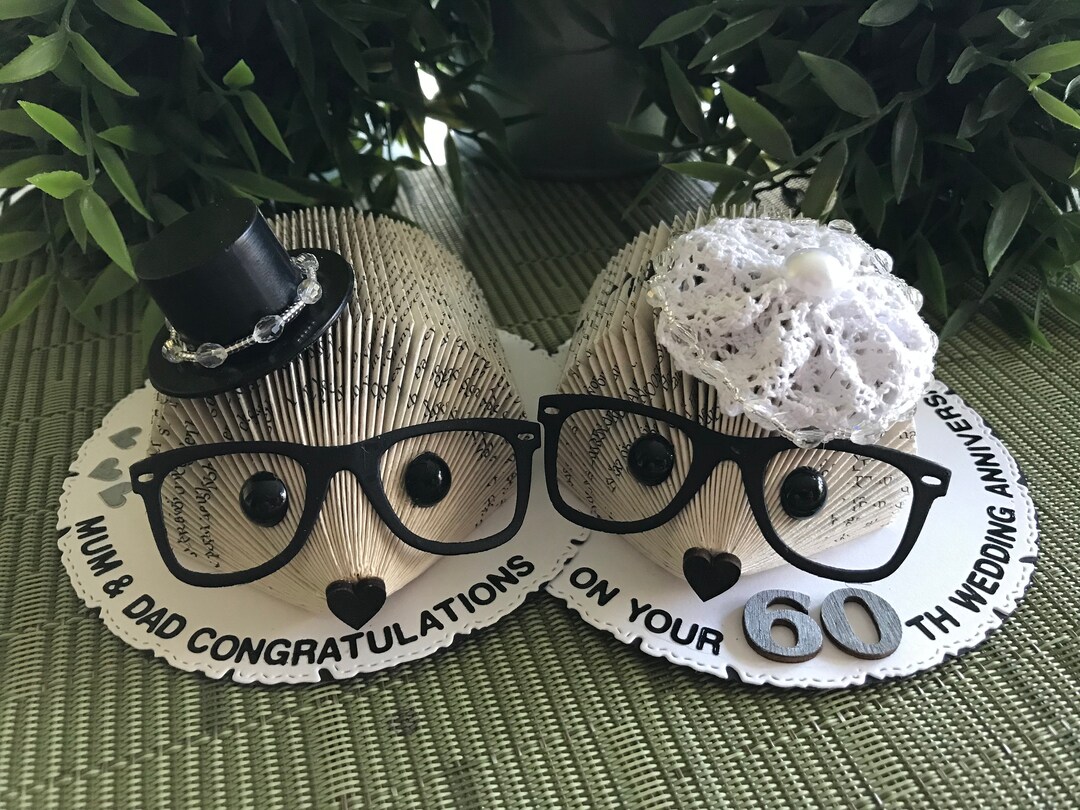 Personalised Diamond Wedding Anniversary Hedgehogs - Etsy UK