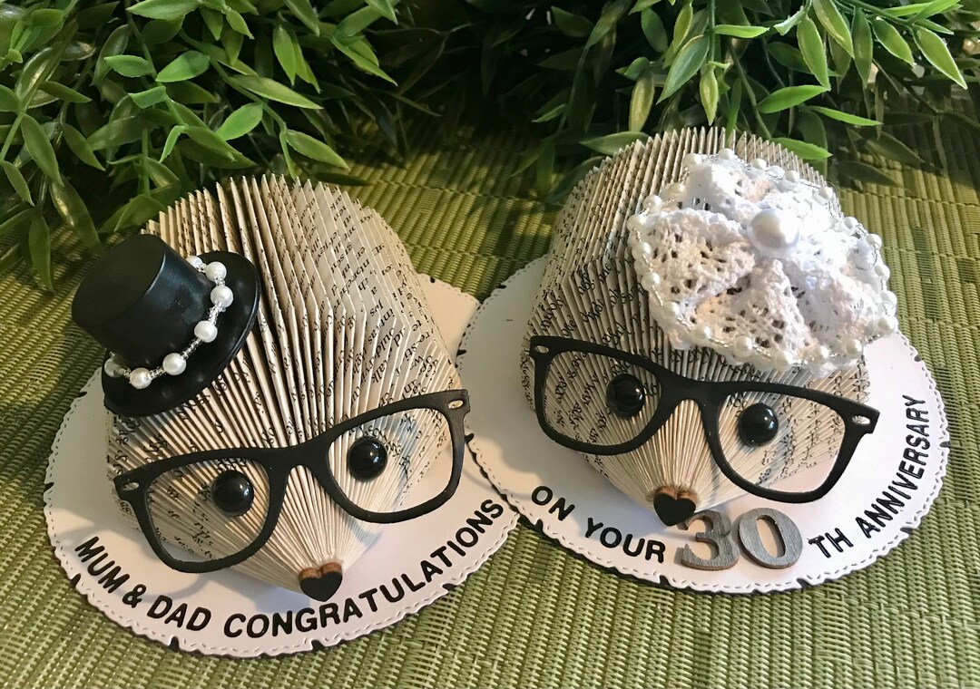 Personalised Pearl Wedding Anniversary Hedgehogs - Etsy