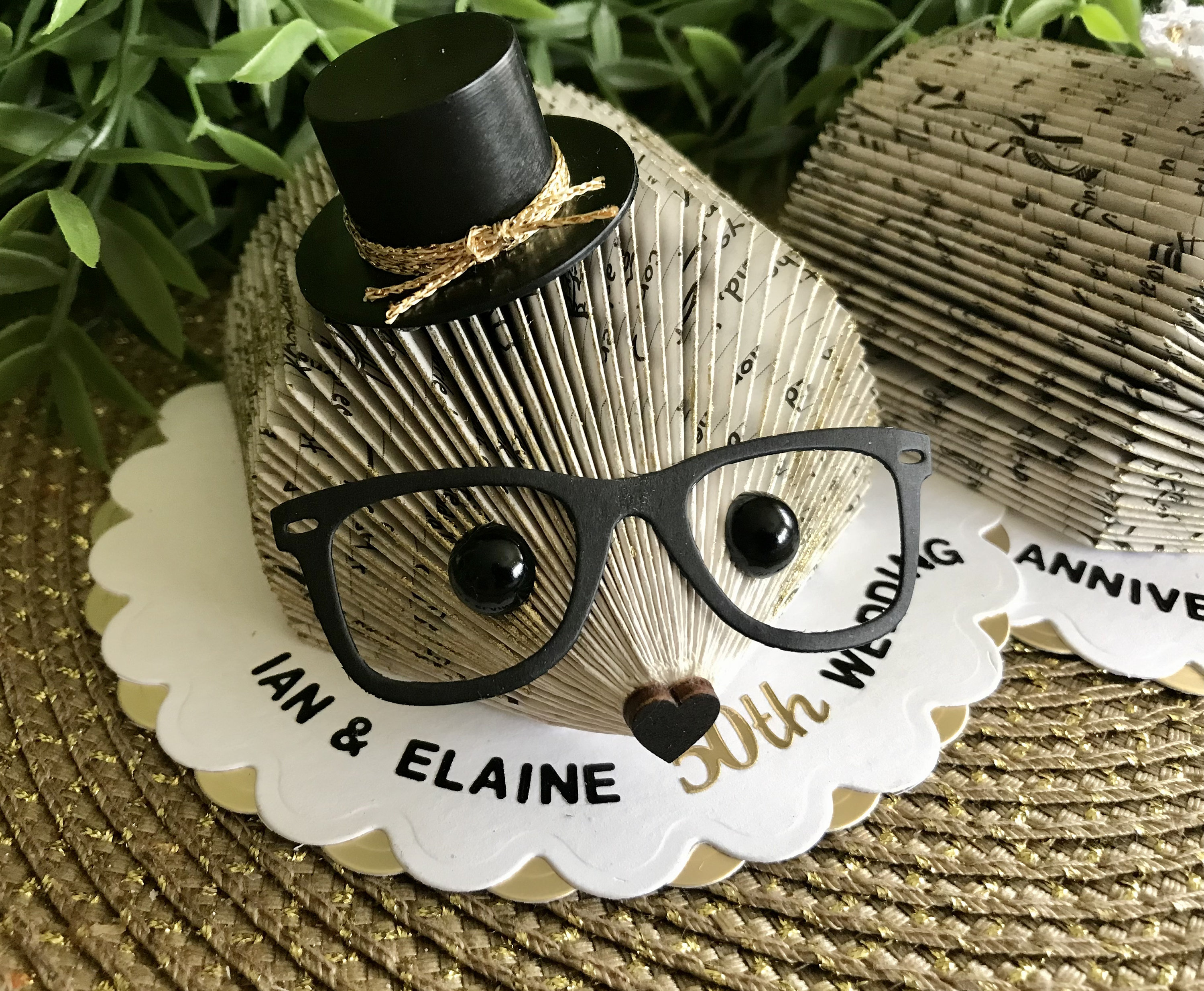 Personalised Medium Golden Wedding Anniversary Hedgehogs | Etsy UK