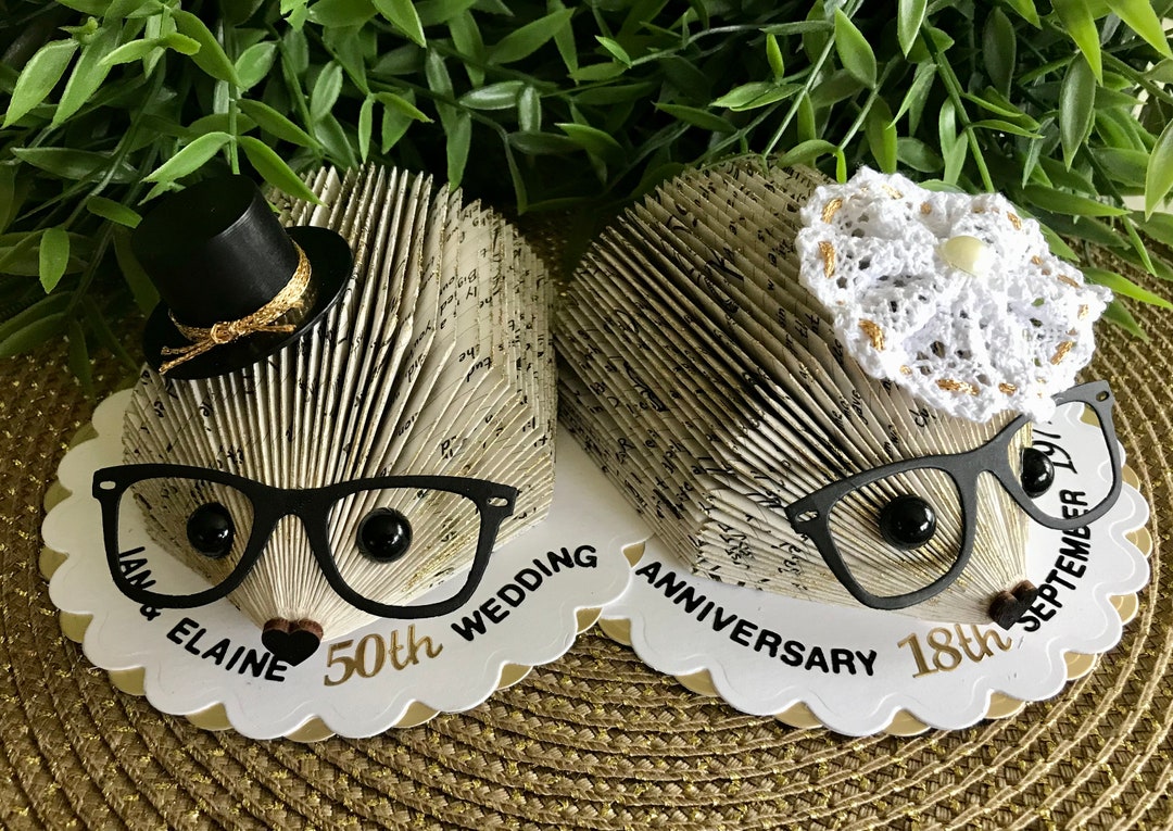 Personalised Medium Golden Wedding Anniversary Hedgehogs - Etsy UK