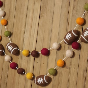 Fall Football Felt Ball Garland, Thanksgiving Decor, Autumn Mantel ...