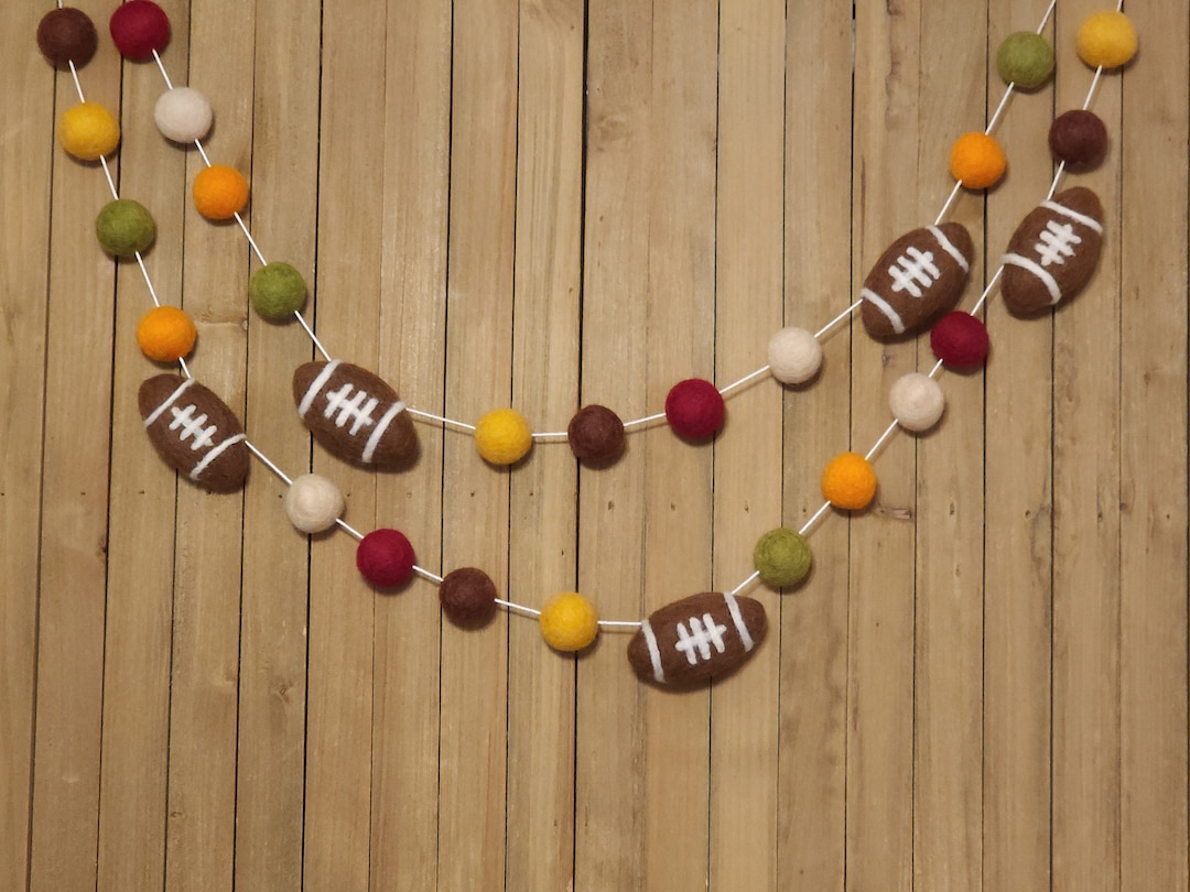 Fall Football Felt Ball Garland, Thanksgiving Decor, Autumn Mantel ...