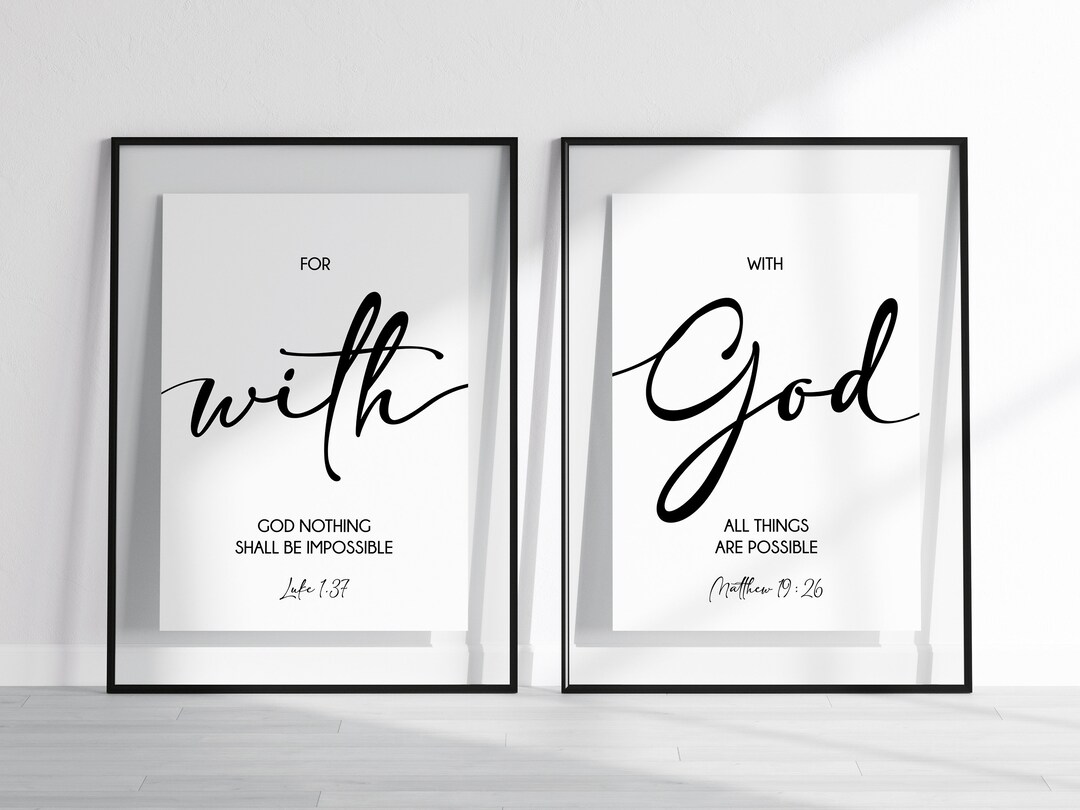 Luke 1:37 Nothing is Impossible With God, Set of 2 Prints, Modern ...