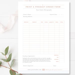 INSTANT DOWNLOAD - Photography Order Form Template for Photoshop ...