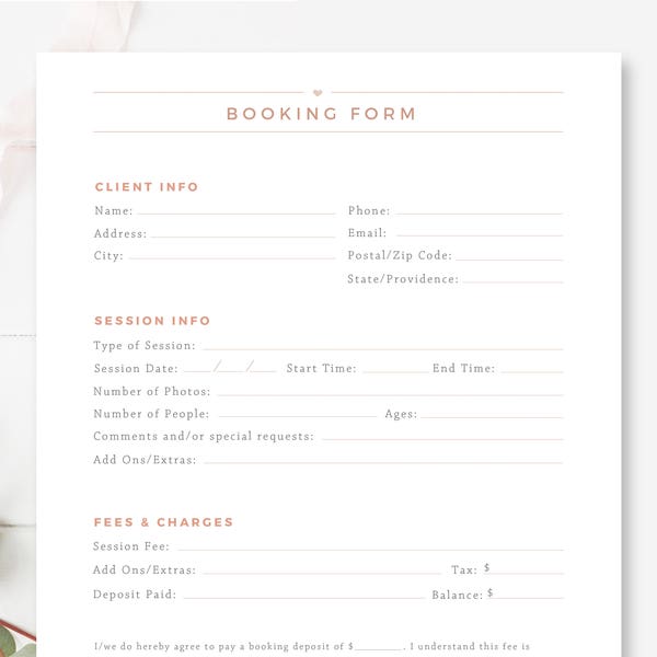 Client Booking Form - Etsy