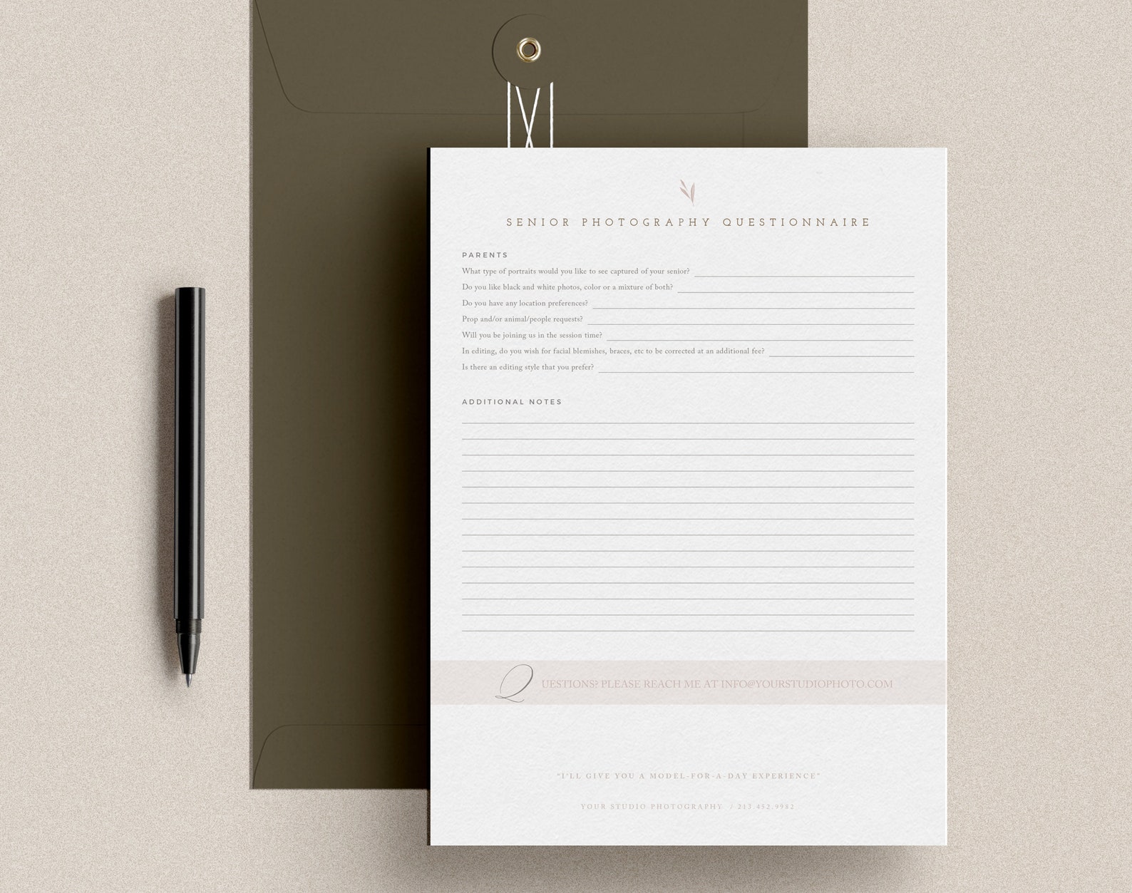 Editable Senior Photography Questionnaire Photography - Etsy