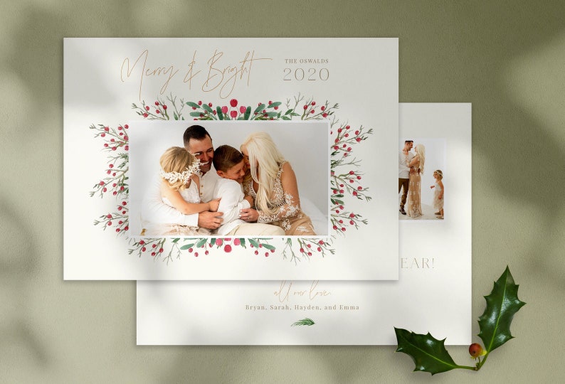 Christmas Photo Card Template Bundle Flat Card 3x3 Accordion | Etsy