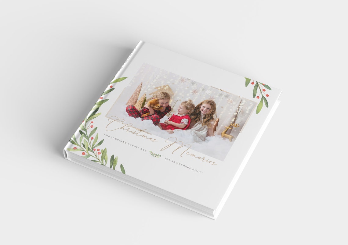 Holiday Photo Album Cover Template Christmas Photo Book Cover | Etsy