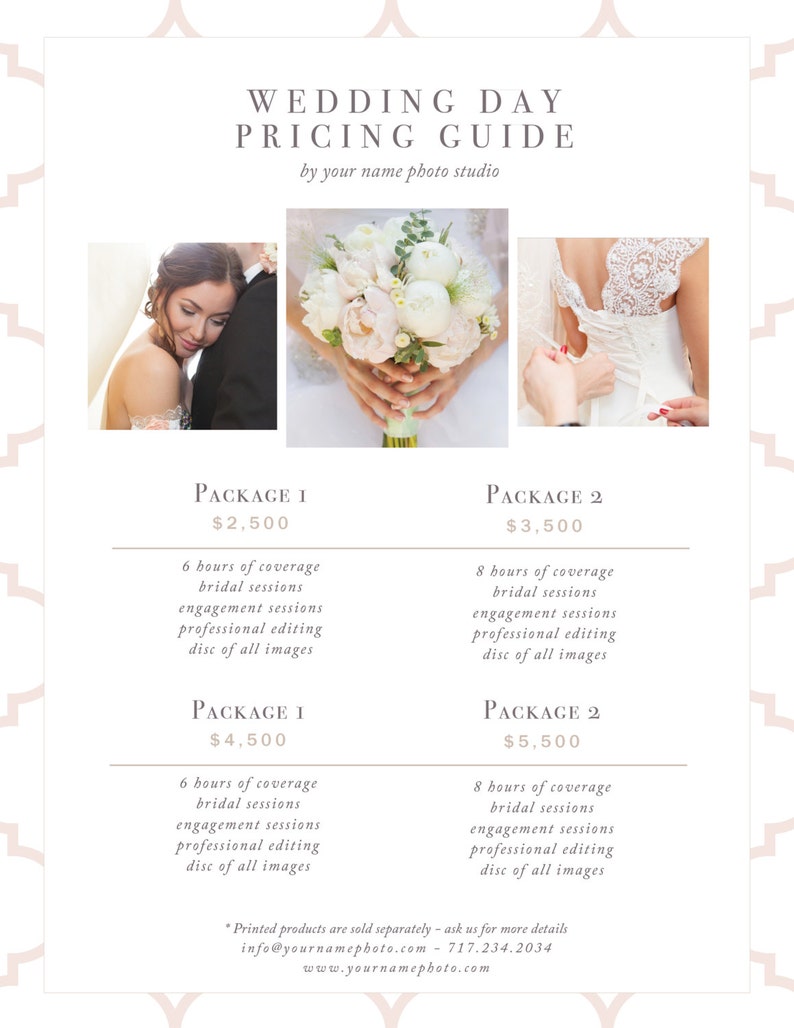 Info Top Wedding Photography Pricing Template Brosur Wedding