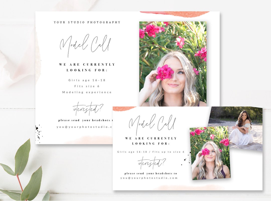 5x7 Photography Model Call Template + FREE Matching Facebook Banner ...