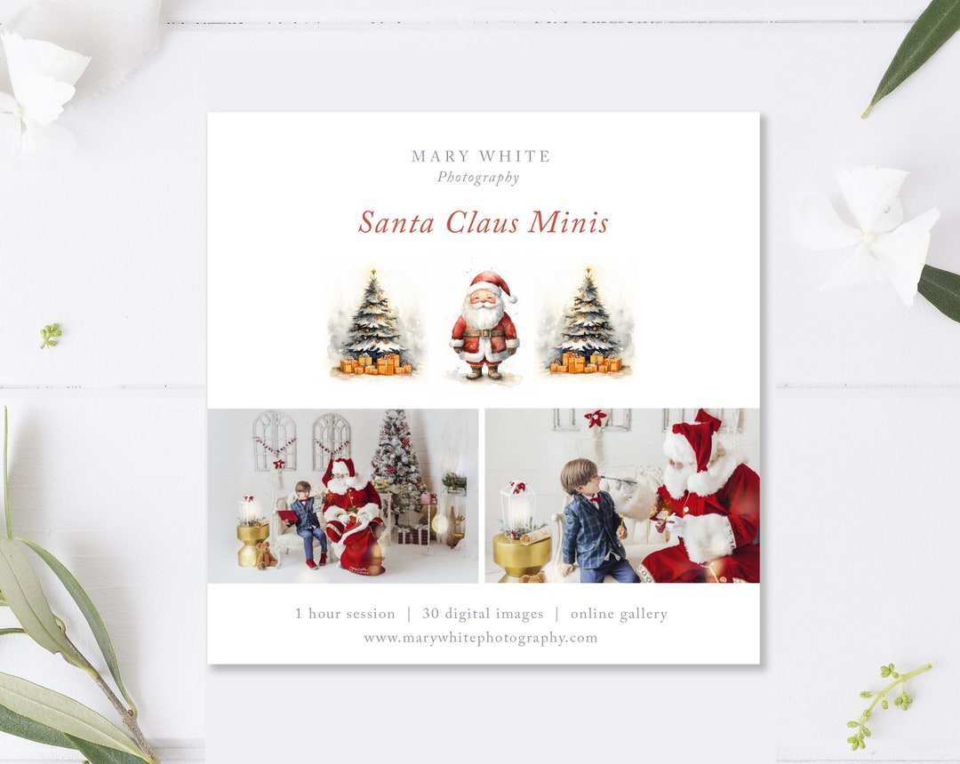 Santa Mini Session Template, Christmas Photography Template, Photoshop ...