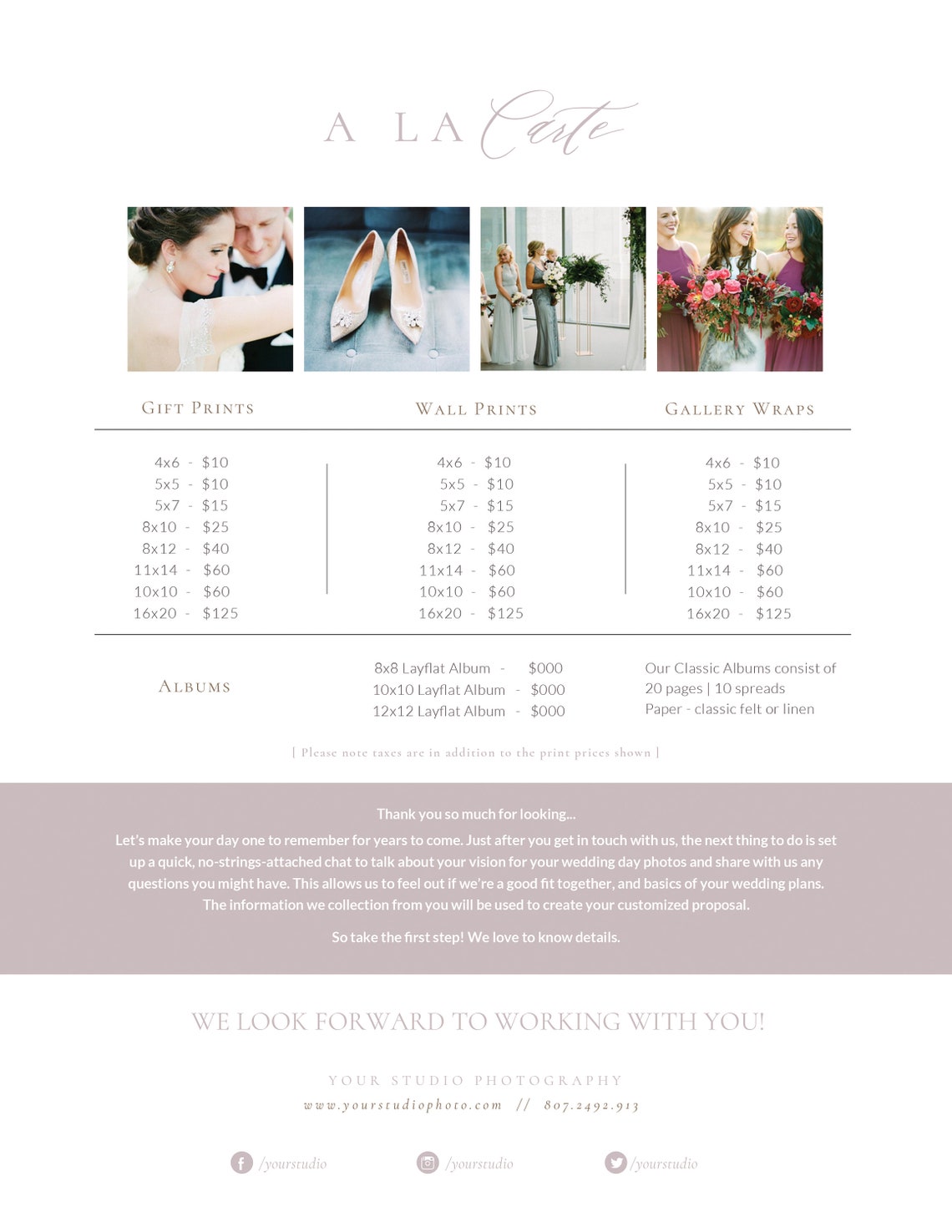 Wedding Photographer Pricing Guide Template Set Wedding | Etsy