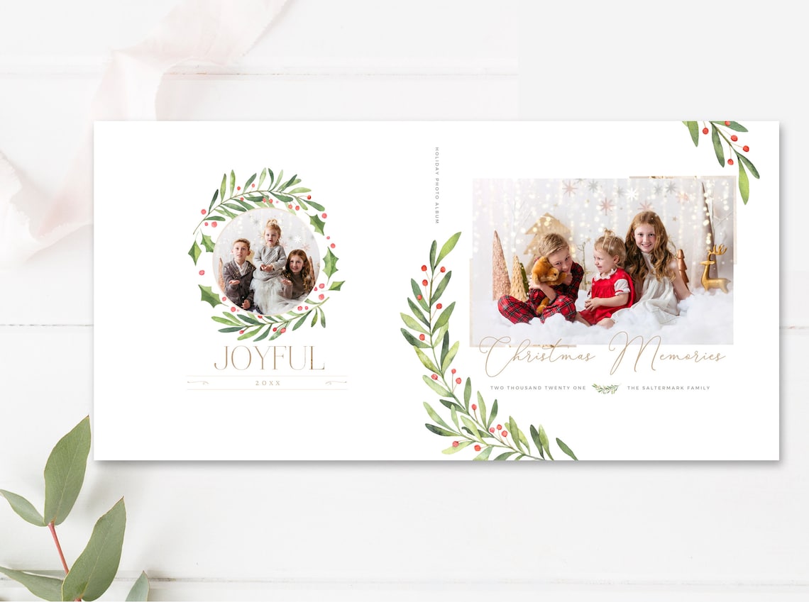 Holiday Photo Album Cover Template Christmas Photo Book Cover | Etsy