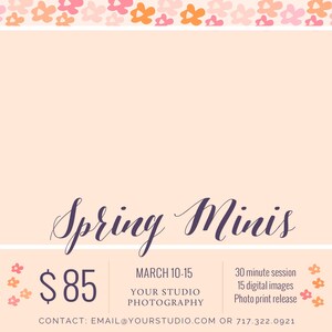 Spring Mini Session Template, Mini Session Template, Photography ...