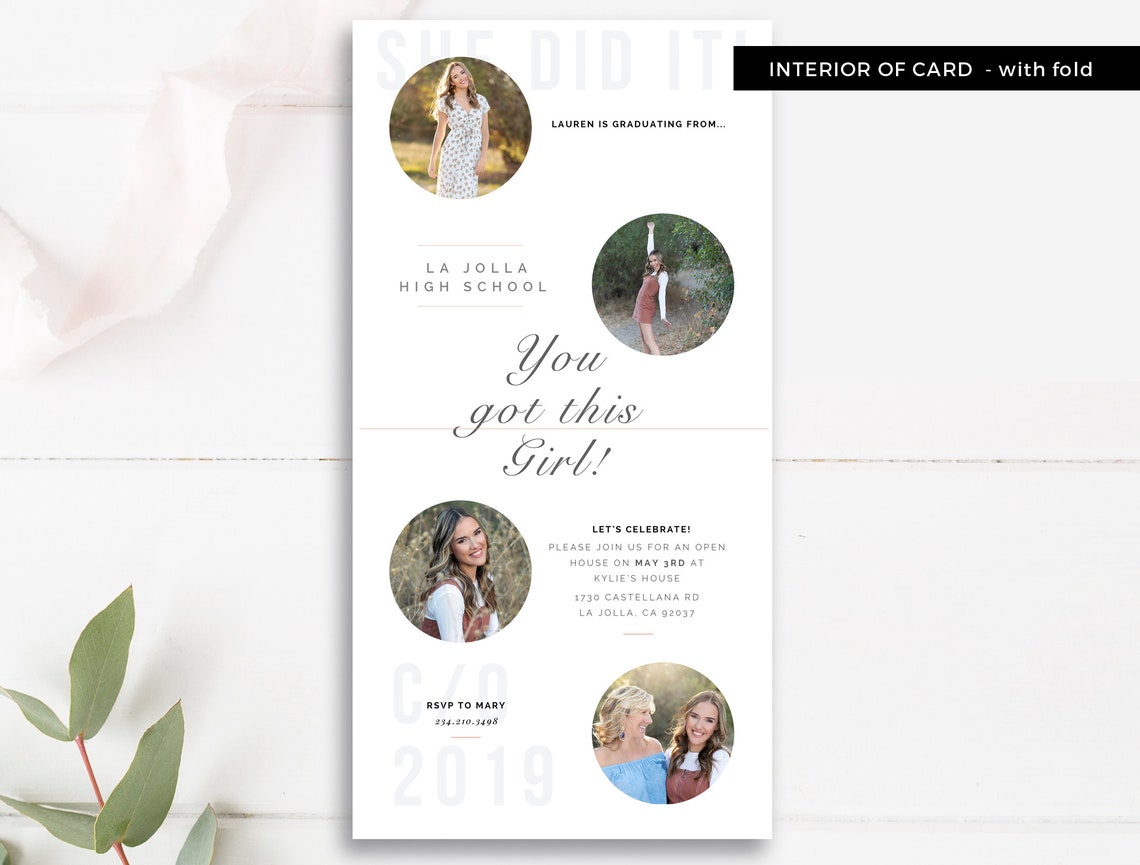 Folded Girls Graduation Party Invitation High School - Etsy