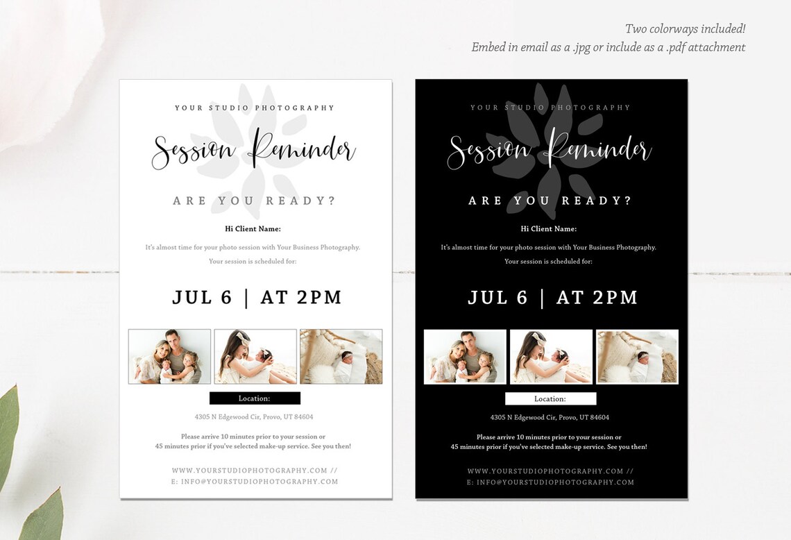 INSTANT DOWNLOAD Photography Session Reminder Template - Etsy