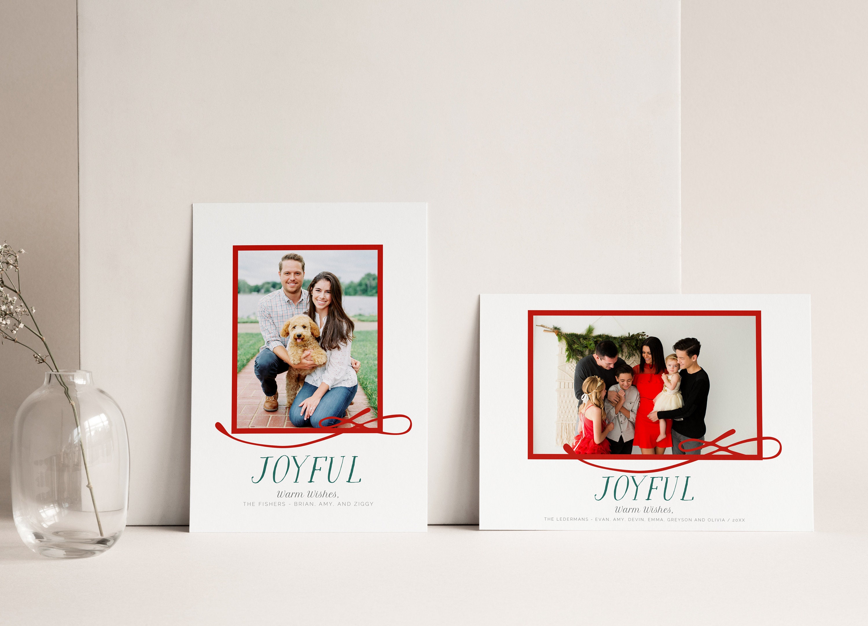 Joyful Holiday Photo Card Template Holiday Card Template | Etsy