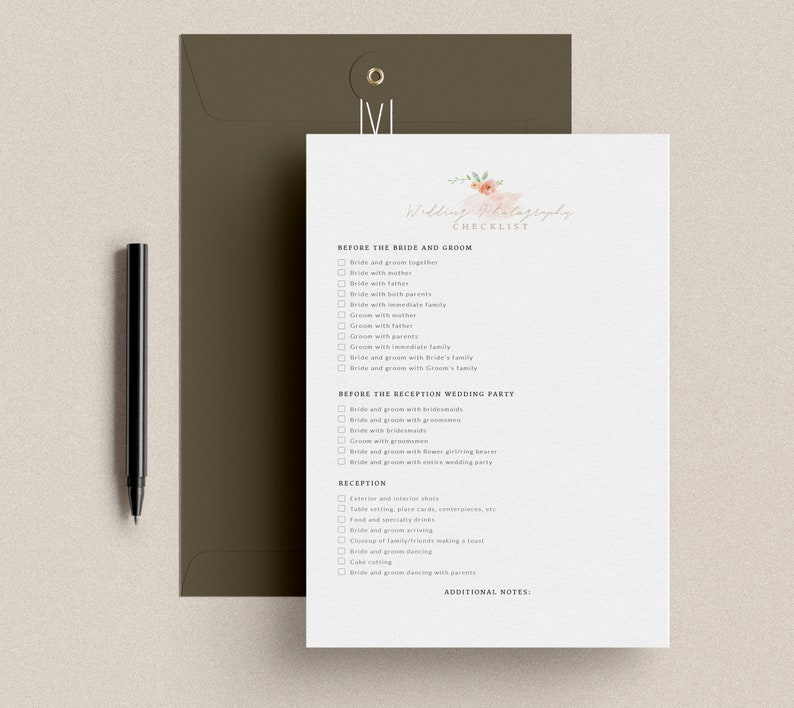 Wedding Photography Checklist Form Photographer Forms | Etsy