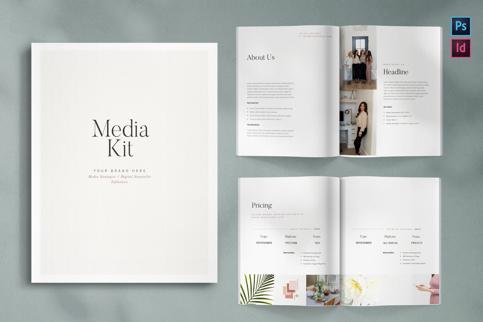 Editable Media Kit Template, Press Kit, Service Guide Template, Press ...