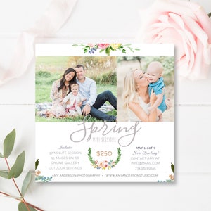 Spring Mini Session Template, 5x5 Instagram Marketing Template ...