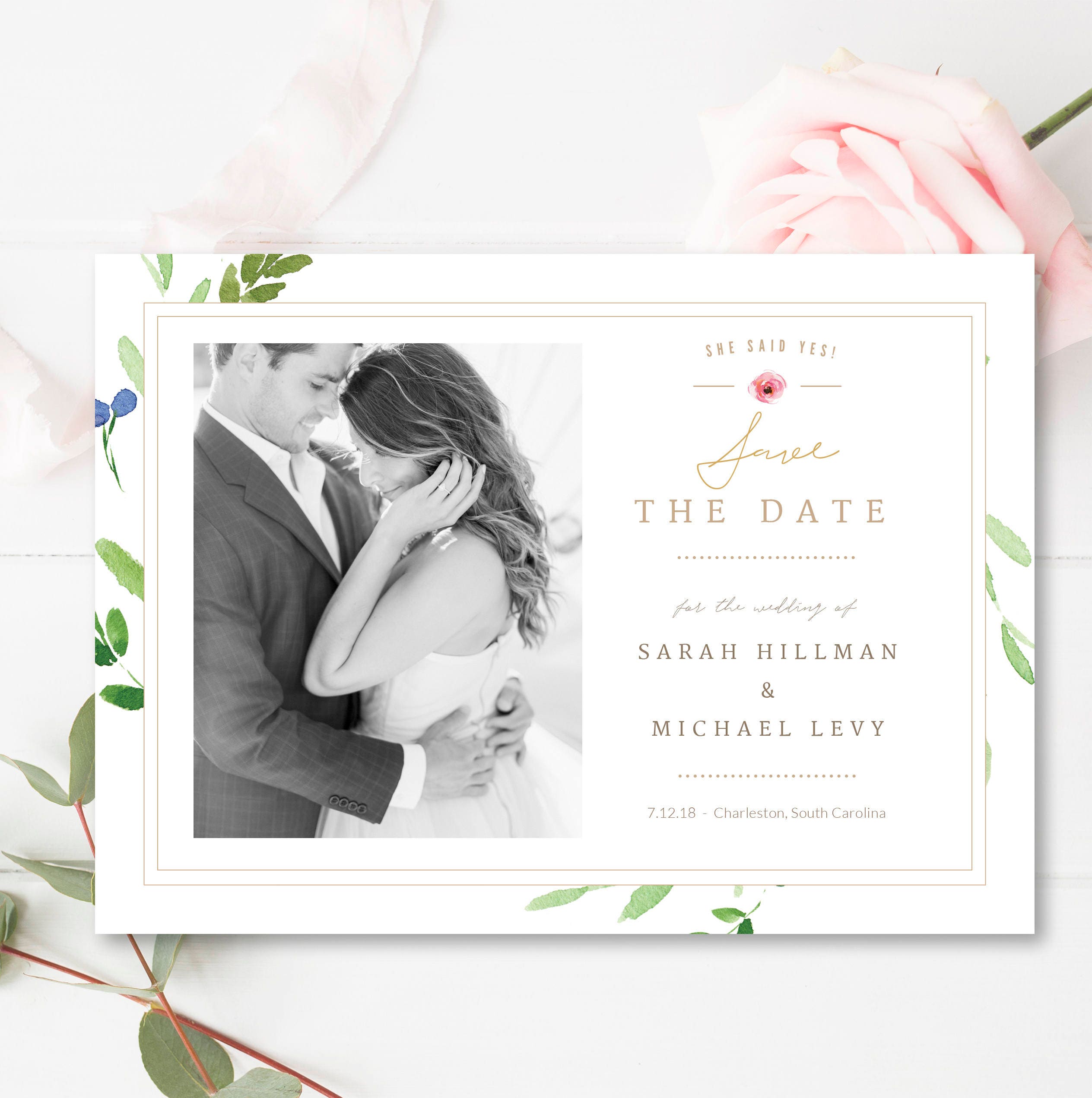 Save the Date Photo Card Template Design PSD Wedding | Etsy
