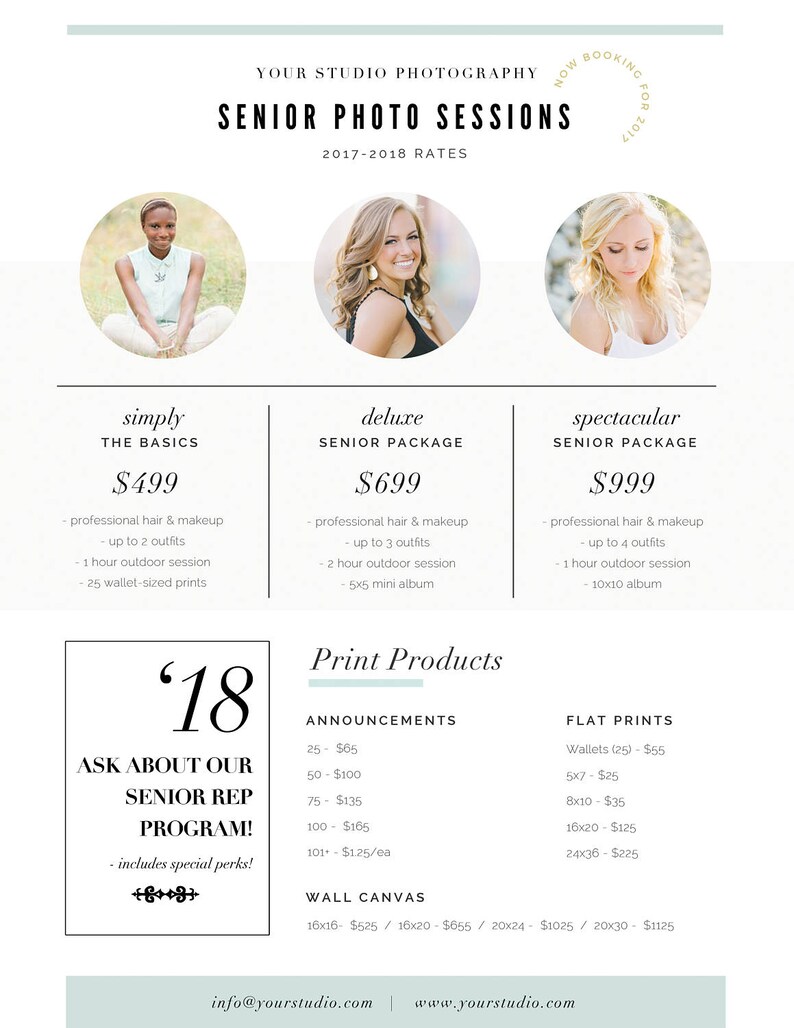 Senior Pricing Template Photography Pricing Guide Photoshop - Etsy Senior Pricing Template Photography Pricing Guide Photoshop - Etsy