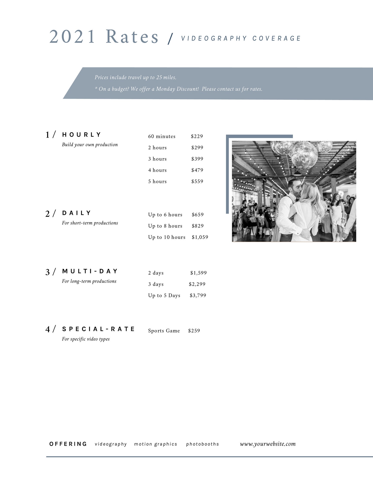 Videography Cinematography Pricing Guide Modern Pricing | Etsy