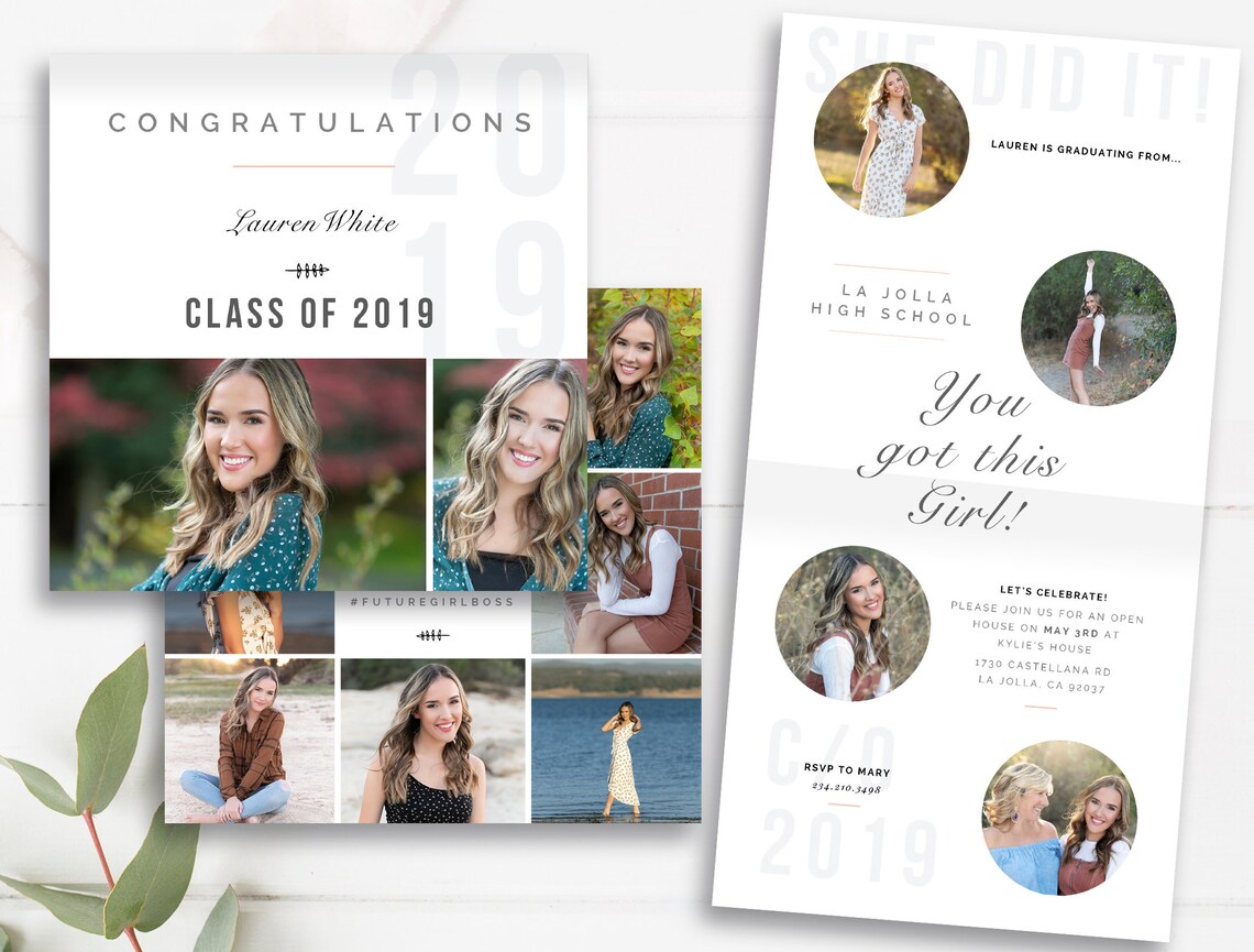 Folded Girls Graduation Party Invitation High School | Etsy