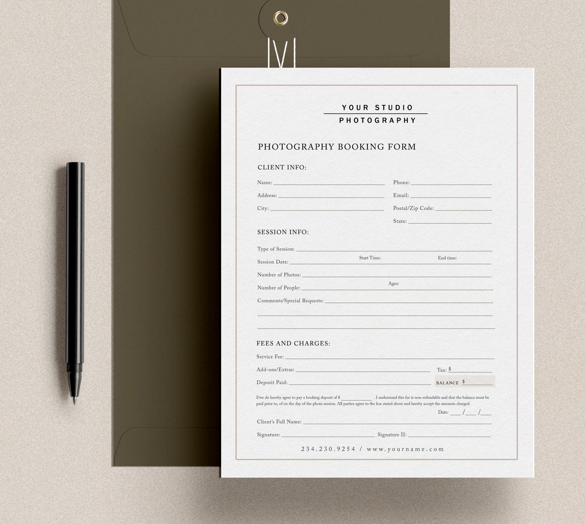 Photography Booking Form Photographer Business Forms - Etsy