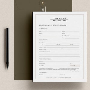 Photography Booking Form, Photographer Business Forms, Registration ...