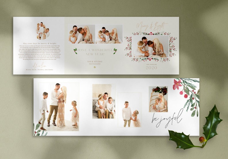 Christmas Photo Card Template Bundle Flat Card 3x3 Accordion | Etsy