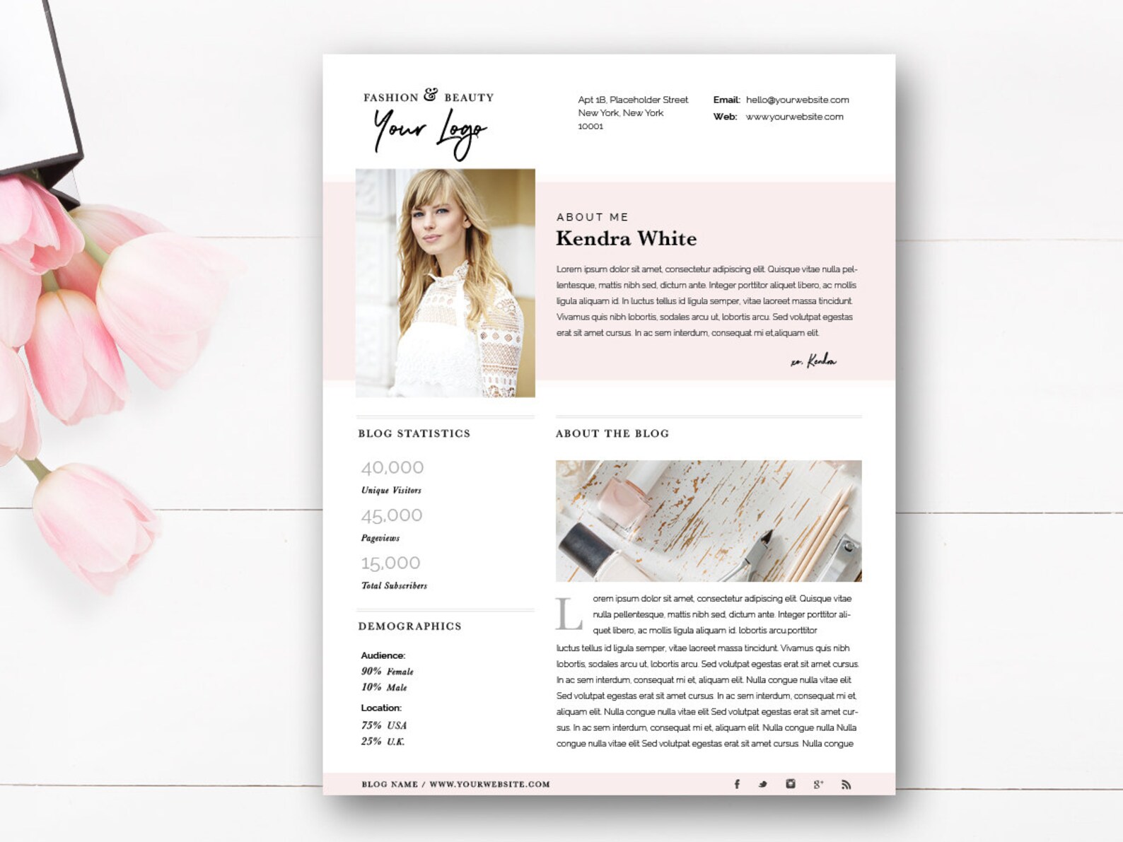 Media Kit Template 4 Page Blogger Media Kit Blog Media Press - Etsy